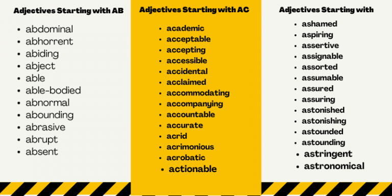 Adjectives that Start With A [ Adjectives List ]